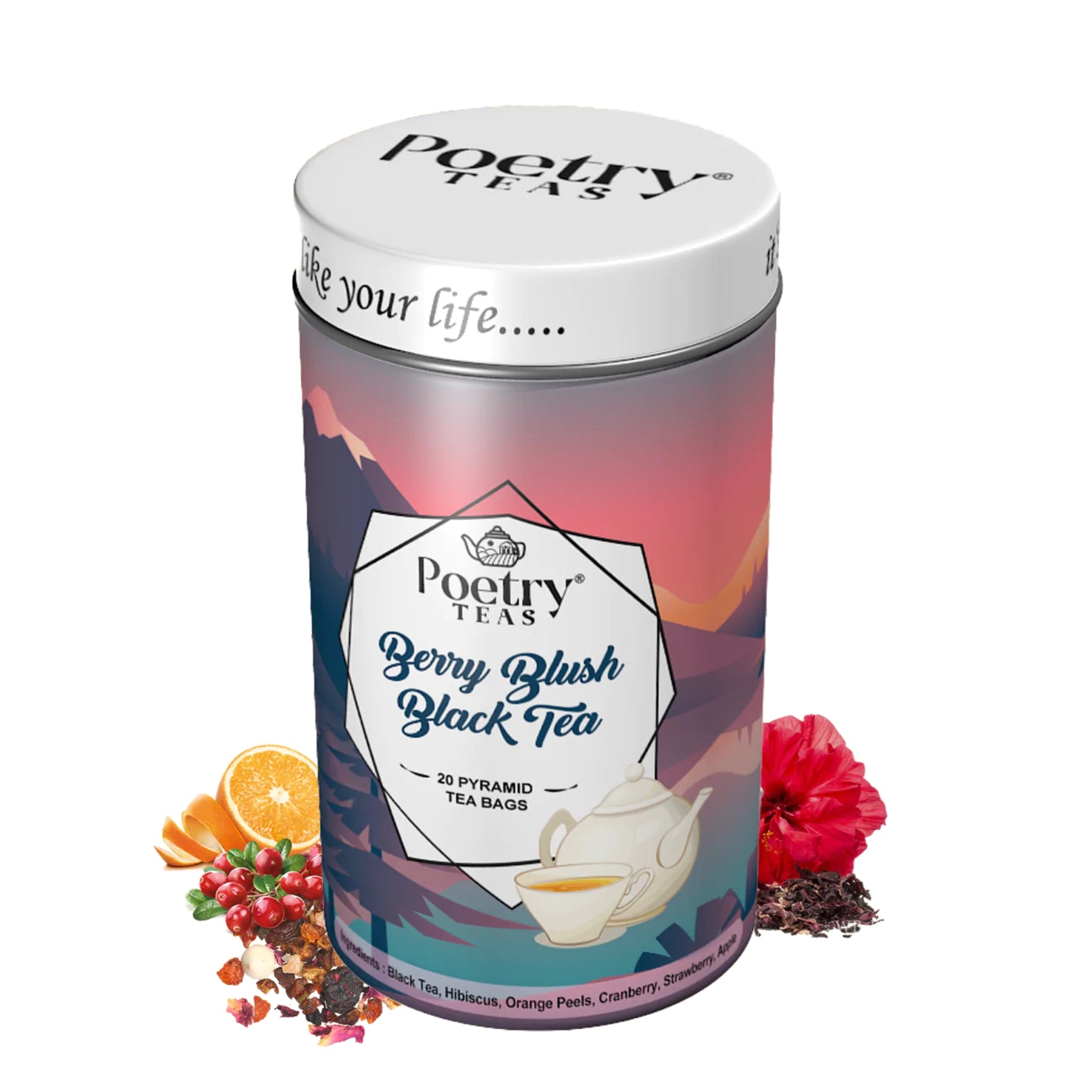 Berry Blush Black Tea Pyramid Tea Bags Poetry Teas India